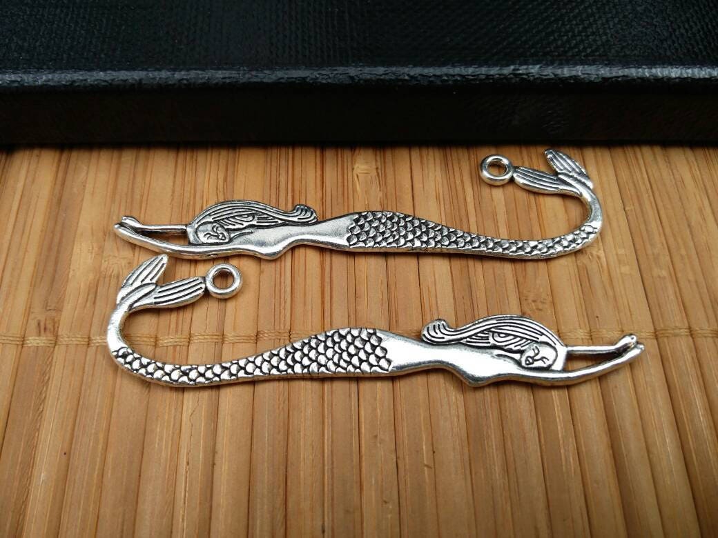 ONE Silver Mermaid Charm Woman Fish Pendant Half Woman Half Fish ...