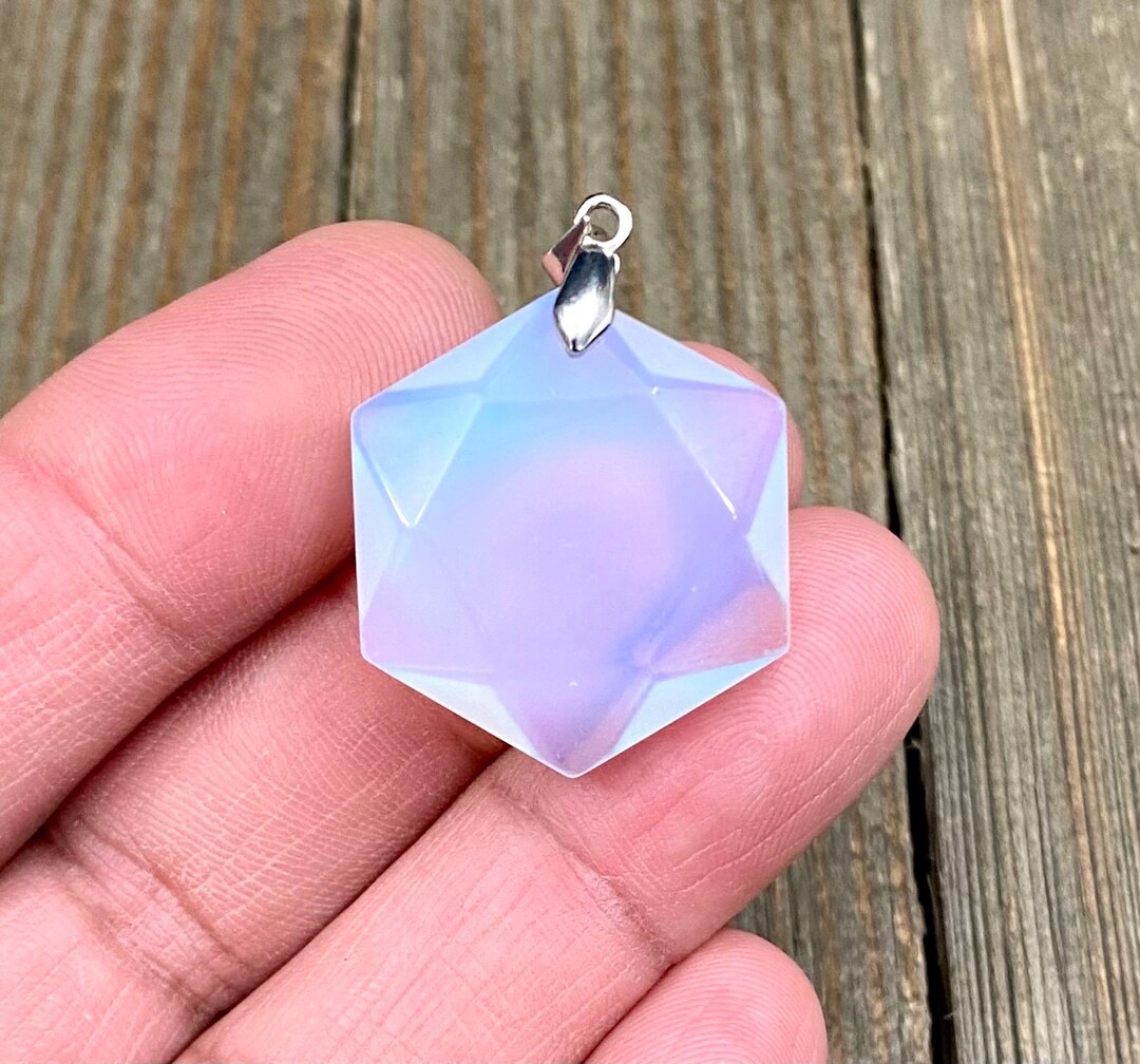 Opal Stone Hexagon Pendant High Quality Synthetic Gemstone Reiki ...