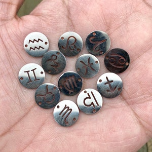 Stainless Steel Zodiac Connectors 12mm Round Links Charms All Months ...