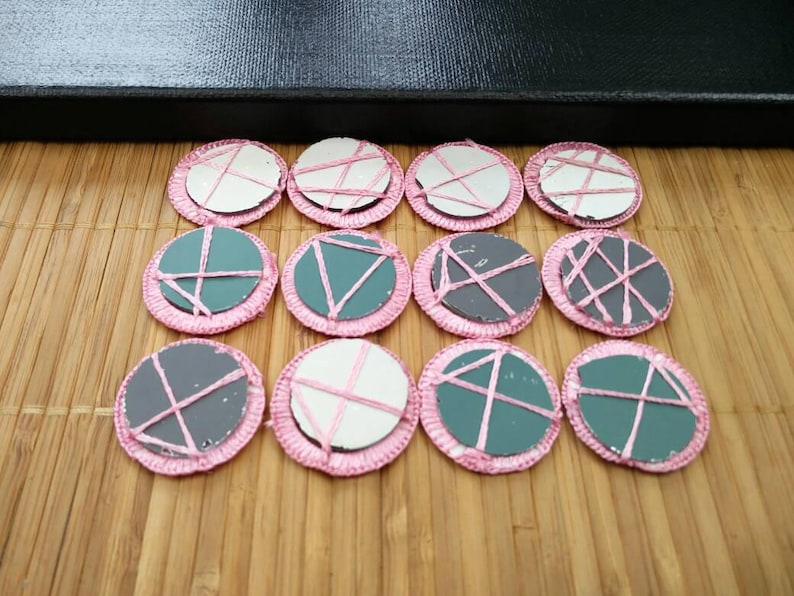 4 Round Mirror Patches Hand Made Pink Thread Sew Ons Mirror - Etsy UK