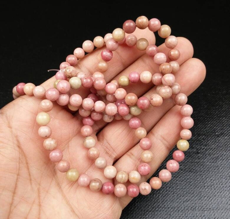 Rhodonite Beads 6mm 8mm 10mm Pink Round Gemstone DIY Bohemian Jewelry ...