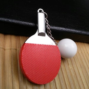 Table Tennis Racket Ball Miniature Charm Ping Pong Game Lover's Pendant ...