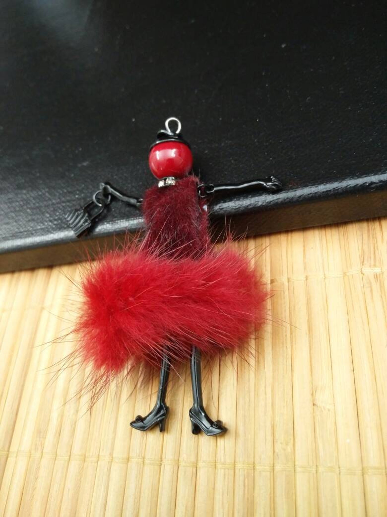 Winter Maroon Fur Dress French Doll Moveable Handmade Doll - Etsy