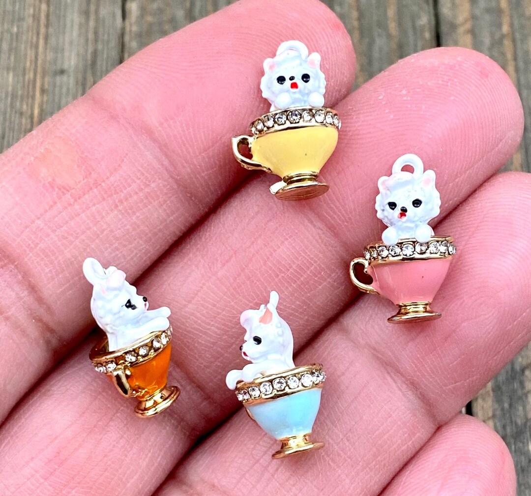 1 Tea Cup Poodle Charms Animal Cute Puppy Pet Lovers Dog Pendants ...