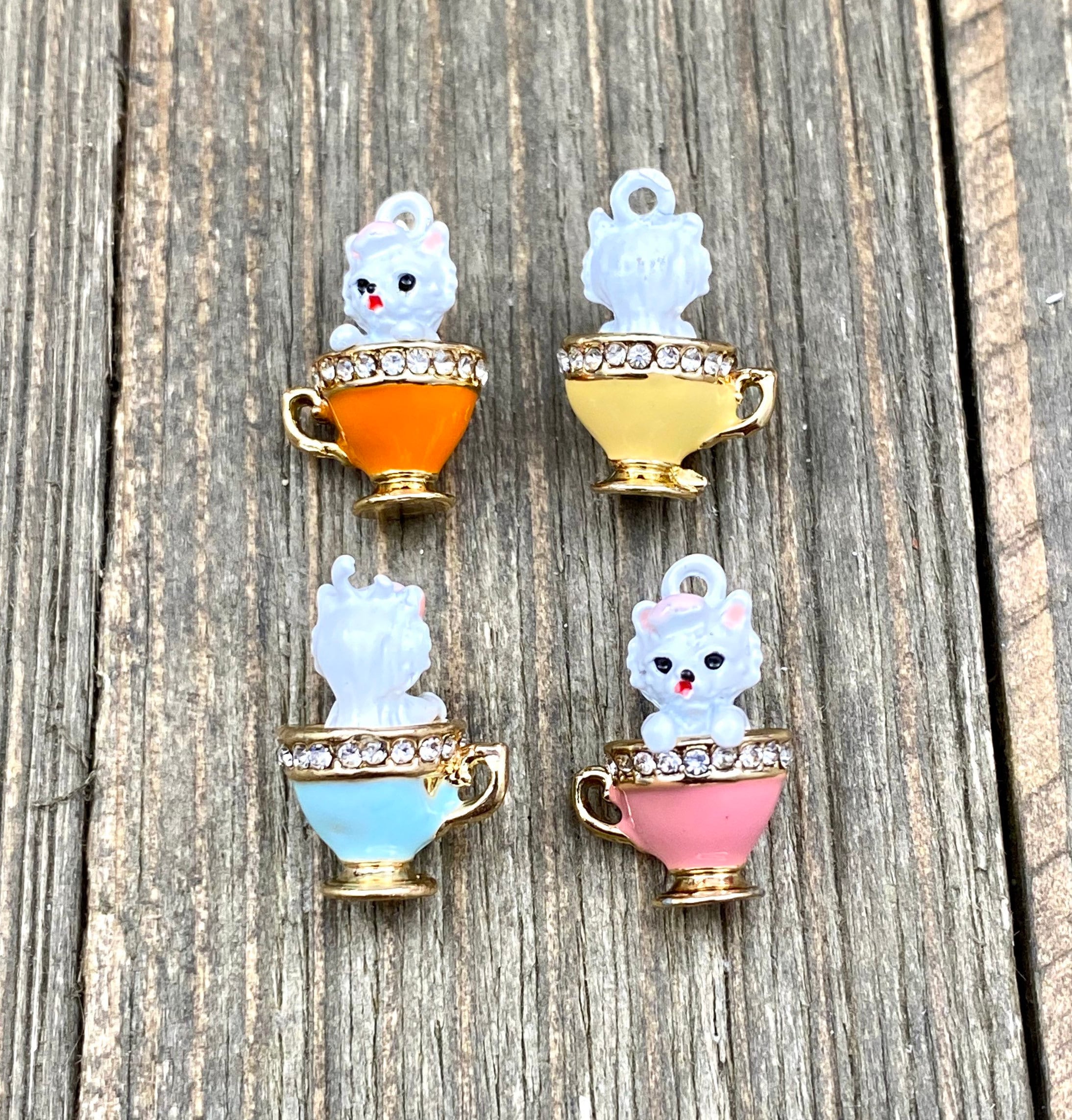 1 Tea Cup Poodle Charms Animal Cute Puppy Pet Lovers Dog Pendants ...