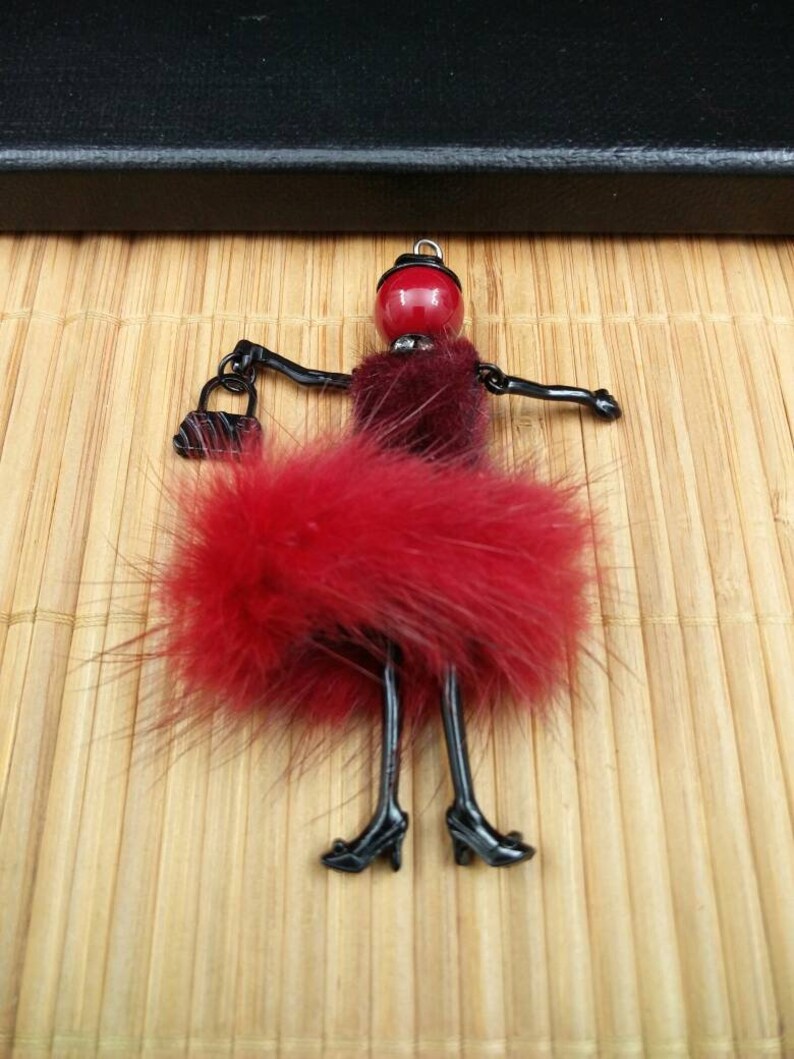 Winter Maroon Fur Dress French Doll Moveable Handmade Doll - Etsy