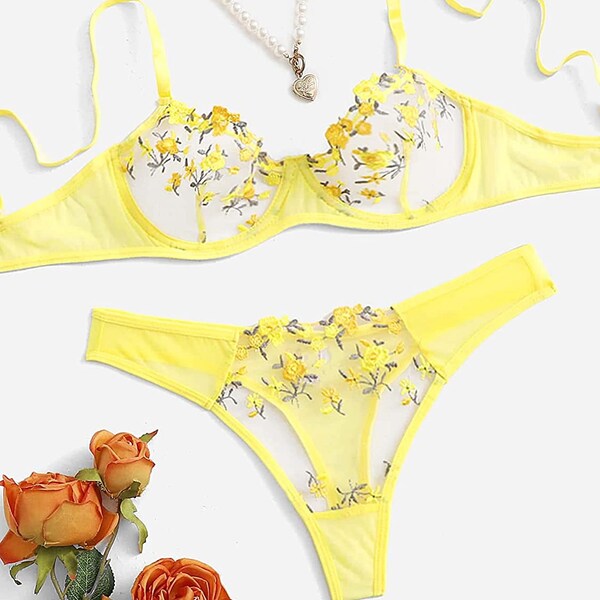 Yellow Lingerie Etsy