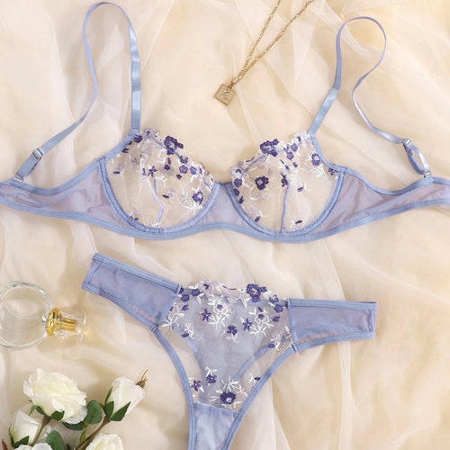 Embroidered Lingerie Set Floral Lingerie Set Handmade in - Etsy