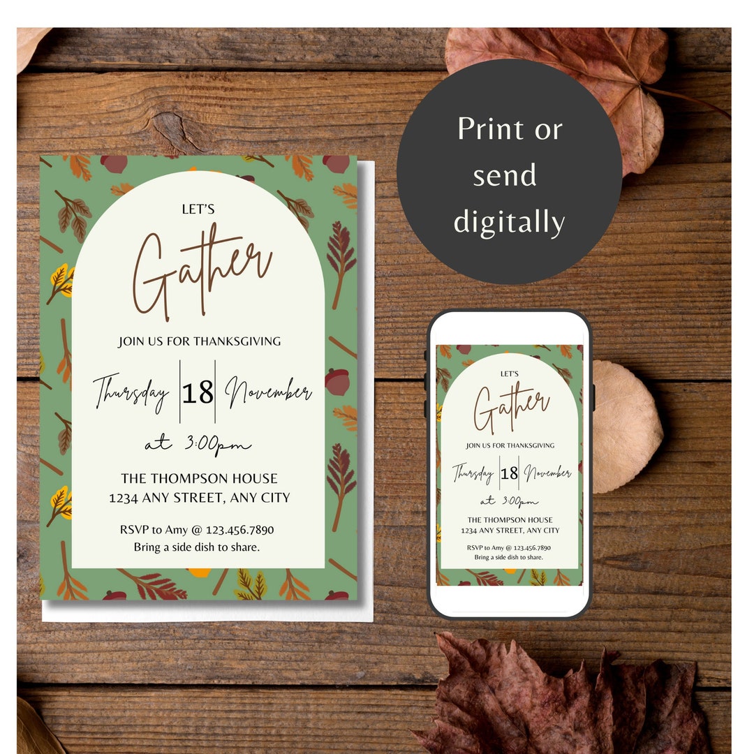 Let's Gather Thanksgiving Digital Invite - Etsy