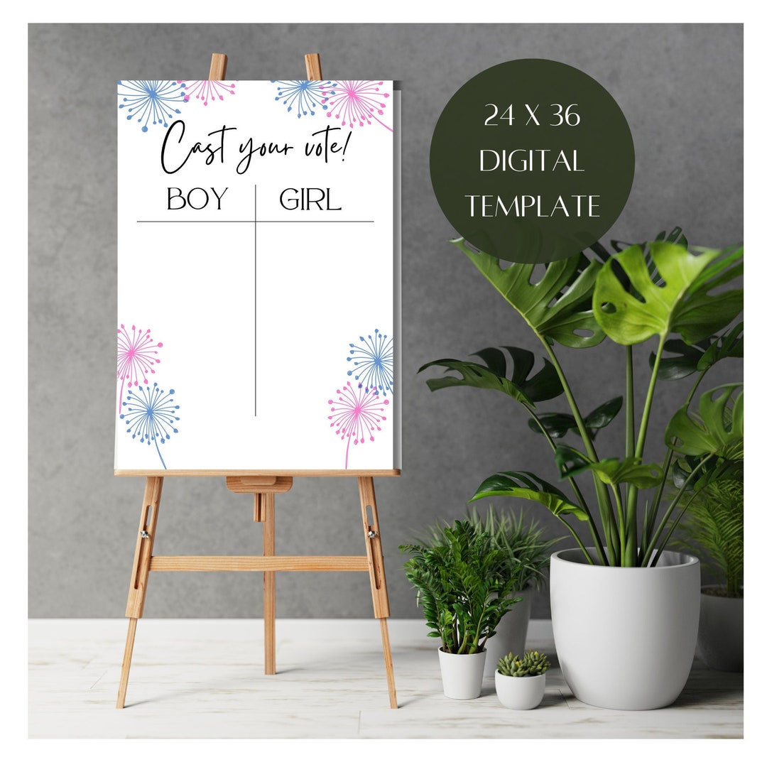 Boy or Girl Gender Reveal 24 X 36 Sign Template Dandelion Pink - Etsy