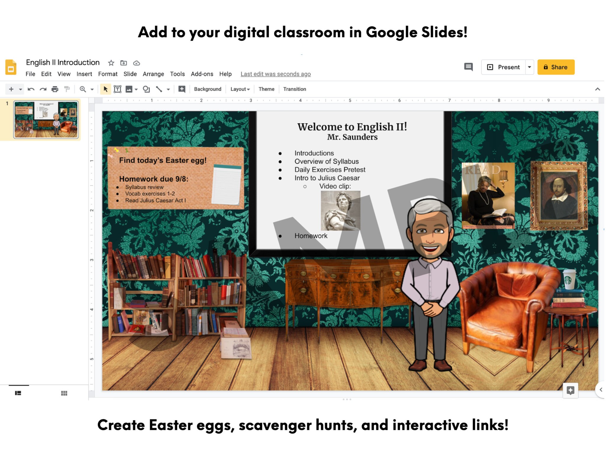 Digital Classroom Background Add Your Own Bitmoji Instant - Etsy