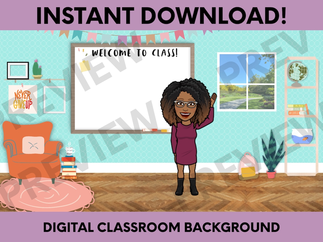 Virtual Classroom Background for Remote Learning Add Your Own Bitmoji ...