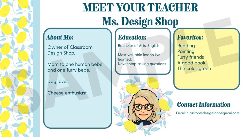 Meet the Teacher Lemons Citrus Theme Google Slides Instant Download - Etsy