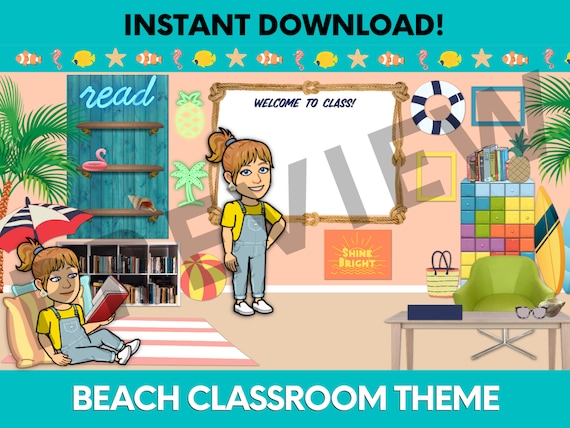Beach Theme Classroom Instant Digital Download Add Your - Etsy