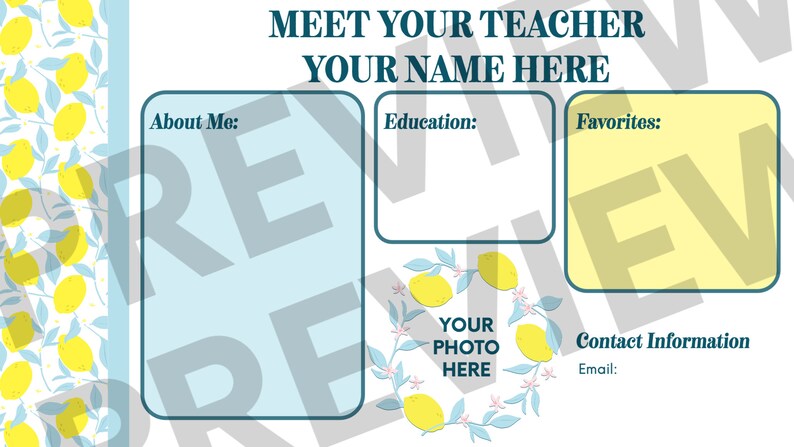 Meet the Teacher Lemons Citrus Theme Google Slides Instant Download - Etsy
