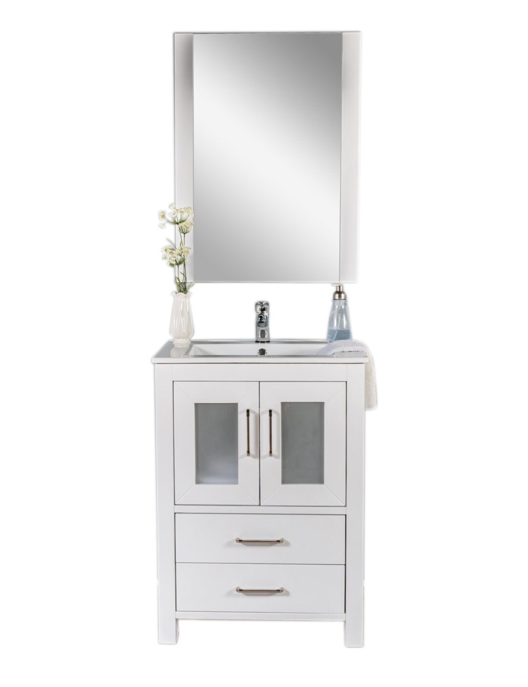 Newport 24 In. W X 18 In. D X 33 In. H Bath Vanity in White With ...