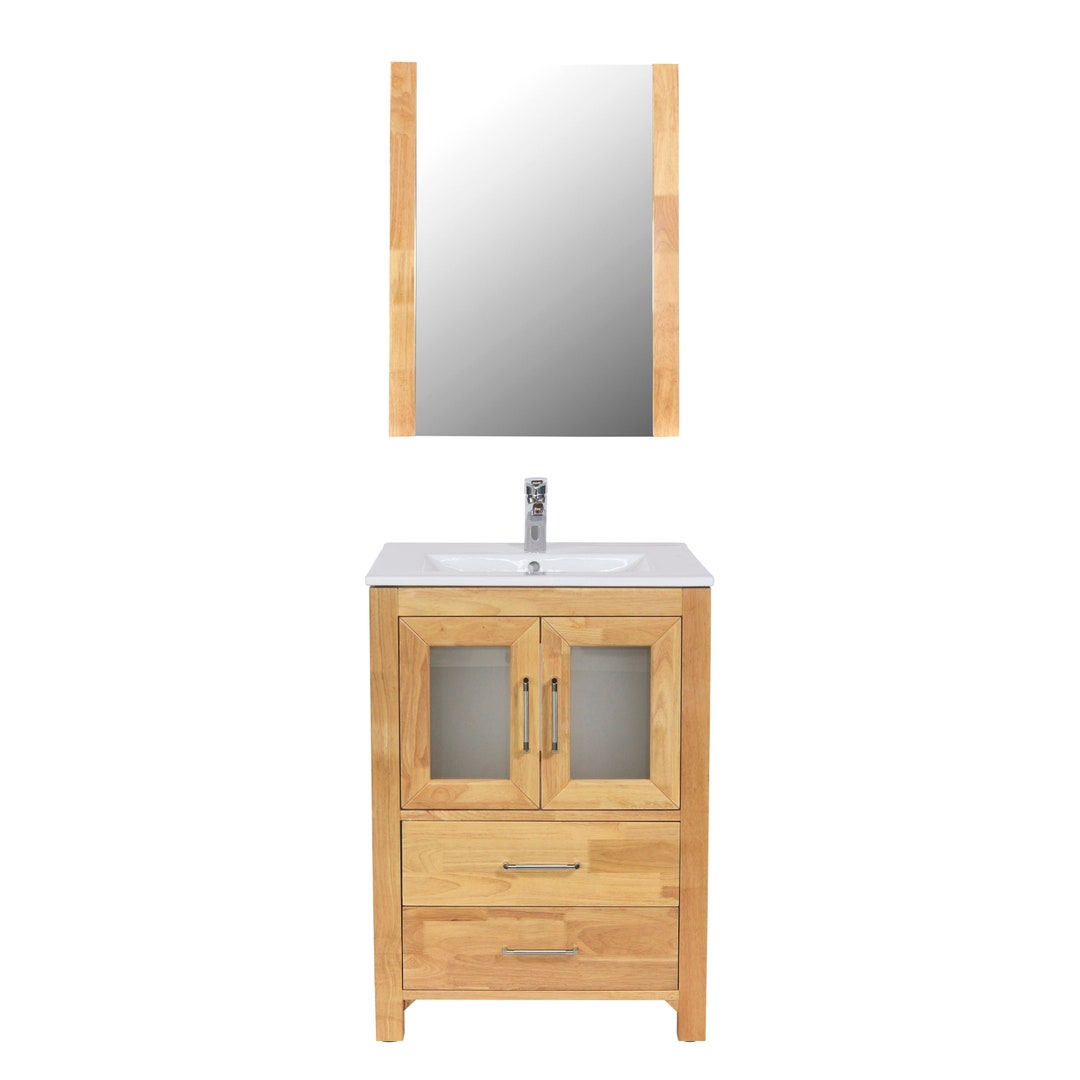 Newport 24 In. W X 18 In. D X 33 In. H Bath Vanity in Natural Wood With ...