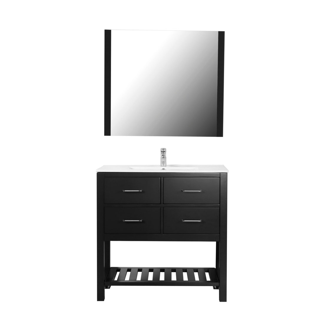 Santa Monica 36 In. W X 18 In. D X 36 In. H Bath Vanity in Black With ...