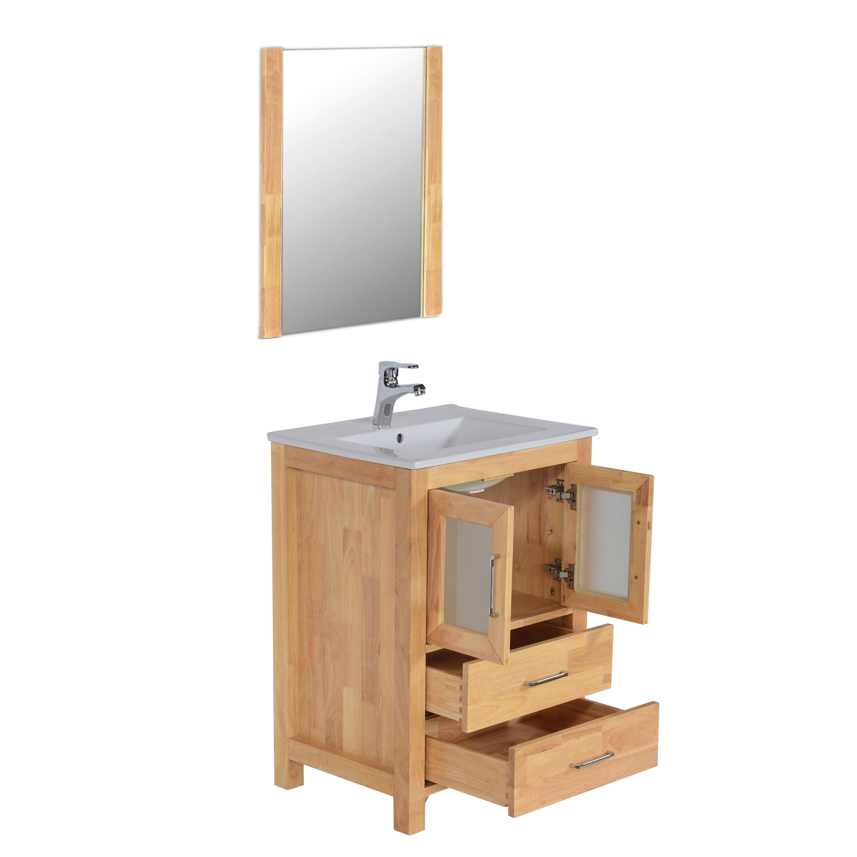 Newport 24 In. W X 18 In. D X 33 In. H Bath Vanity in Natural Wood With ...