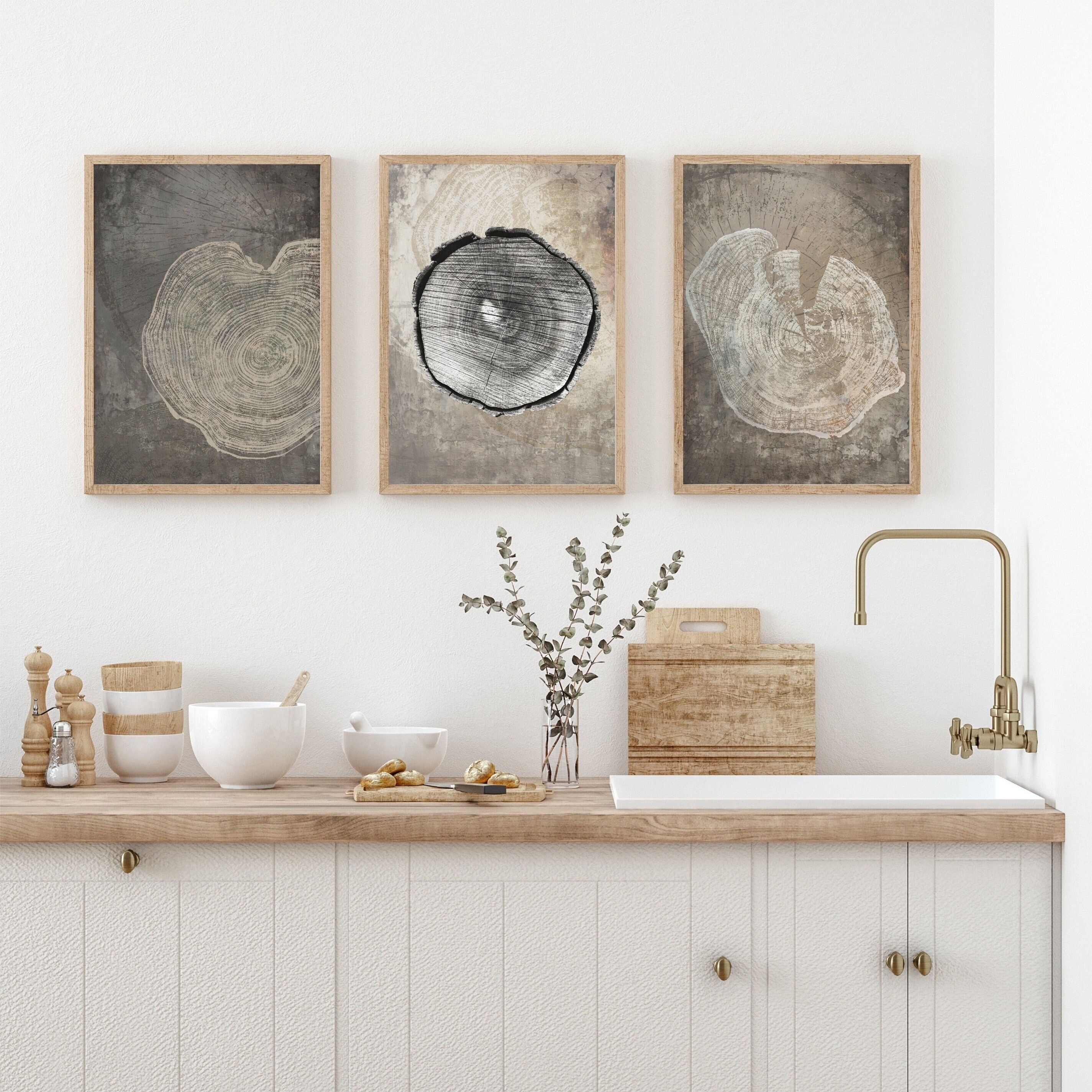 Tree Ring Wall Art Set of 3 Prints Wall Art Beige Gray Nordic Print ...