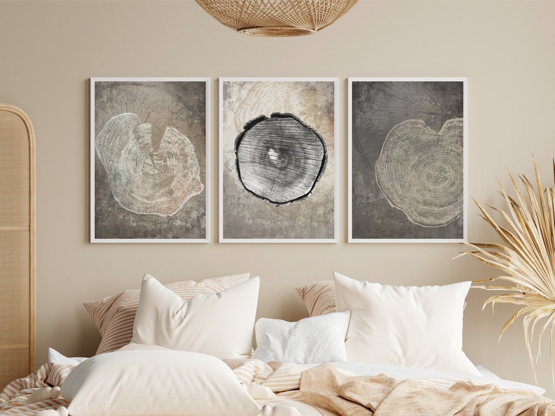 Tree Ring Wall Art Set of 3 Prints Wall Art Beige Gray Nordic Print ...
