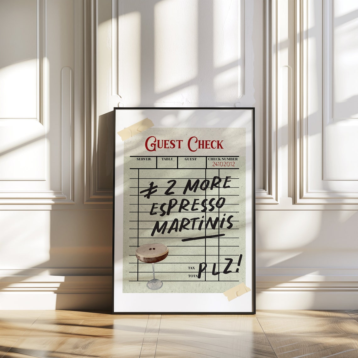 Guest Check Prints Trendy Receipt Guest Check Wall Art Retro Wall Art Retro Guest Check Espresso ...