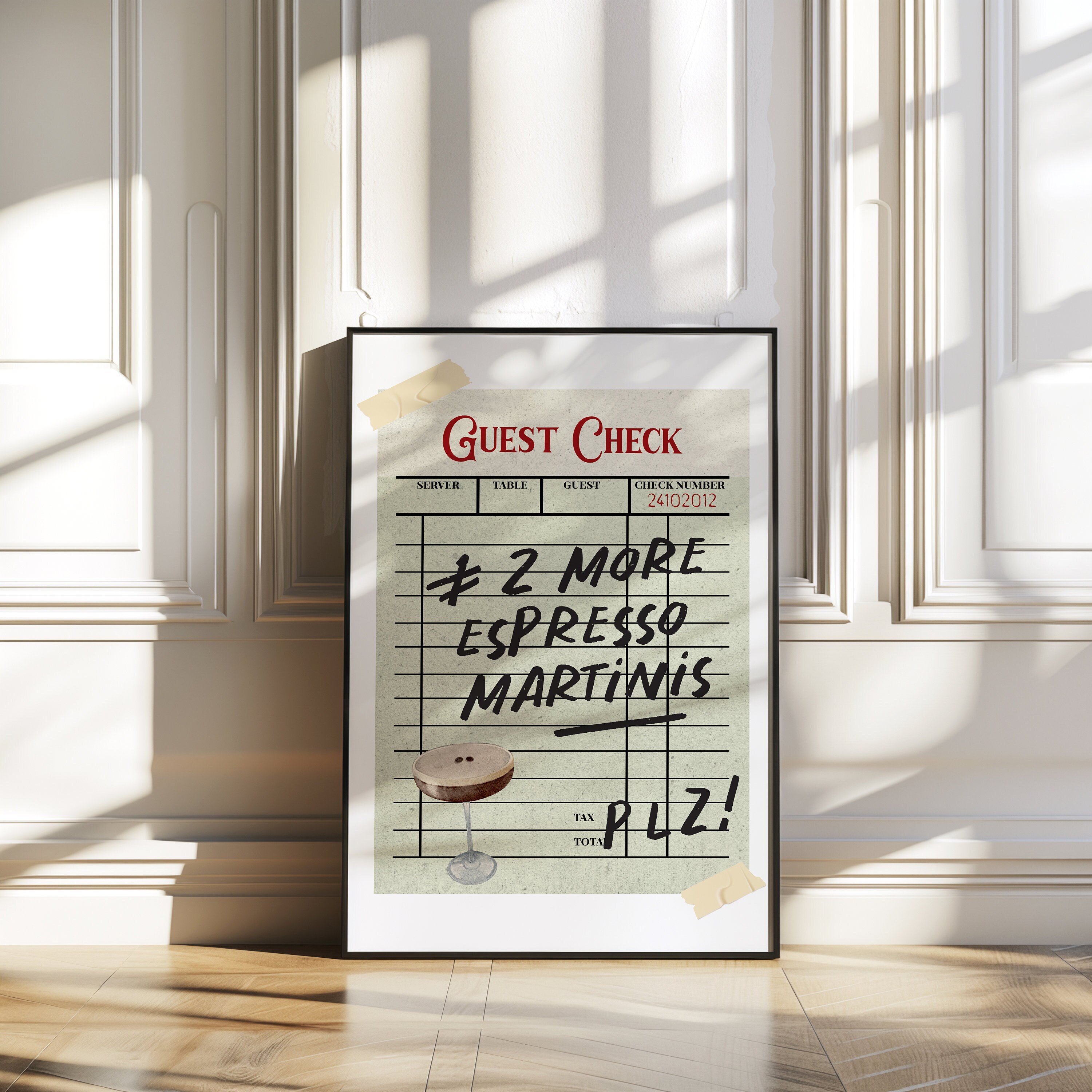 Guest Check Prints Trendy Receipt Guest Check Wall Art Retro Wall Art ...