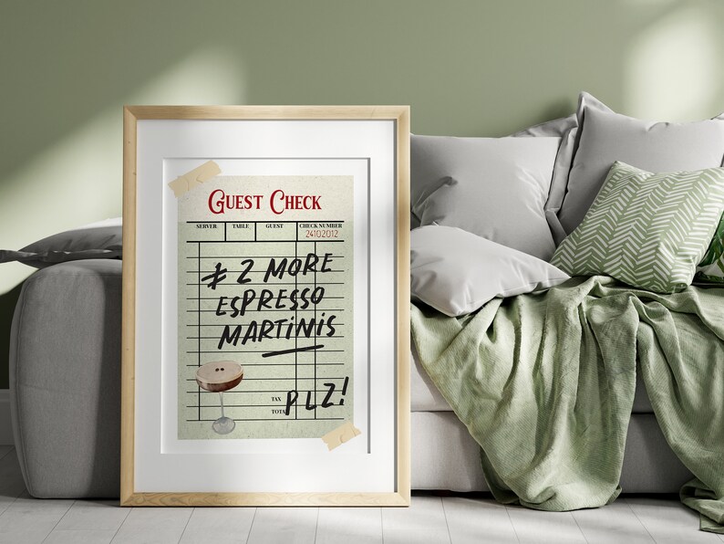 Guest Check Prints Trendy Receipt Guest Check Wall Art Retro Wall Art Retro Guest Check Espresso ...