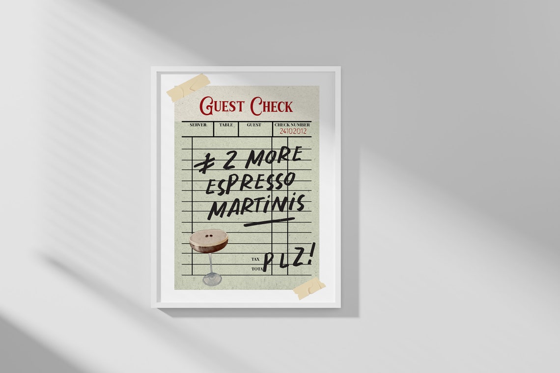 Guest Check Prints Trendy Receipt Guest Check Wall Art Retro Wall Art Retro Guest Check Espresso ...