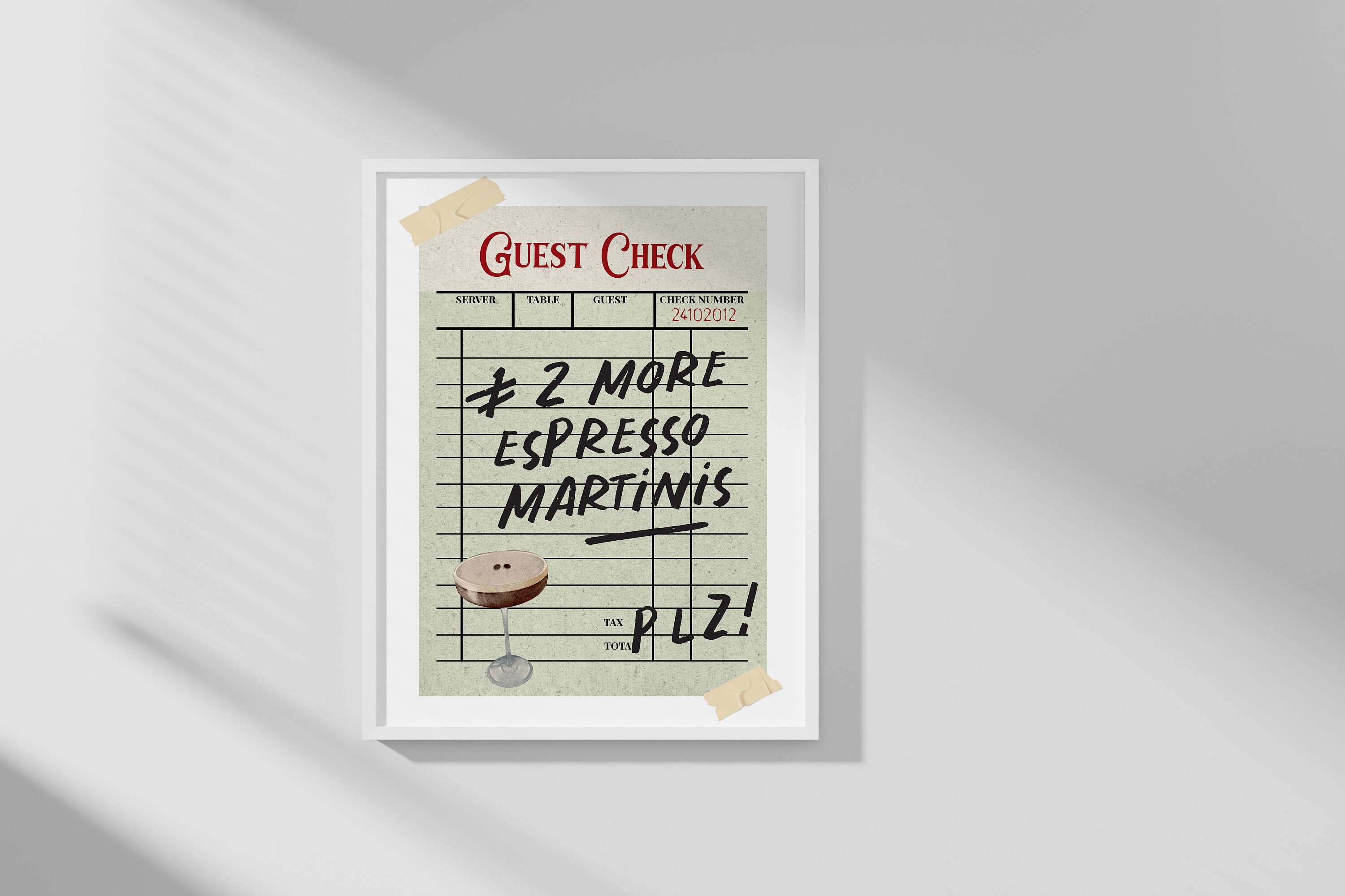 Guest Check Prints Trendy Receipt Guest Check Wall Art Retro Wall Art ...