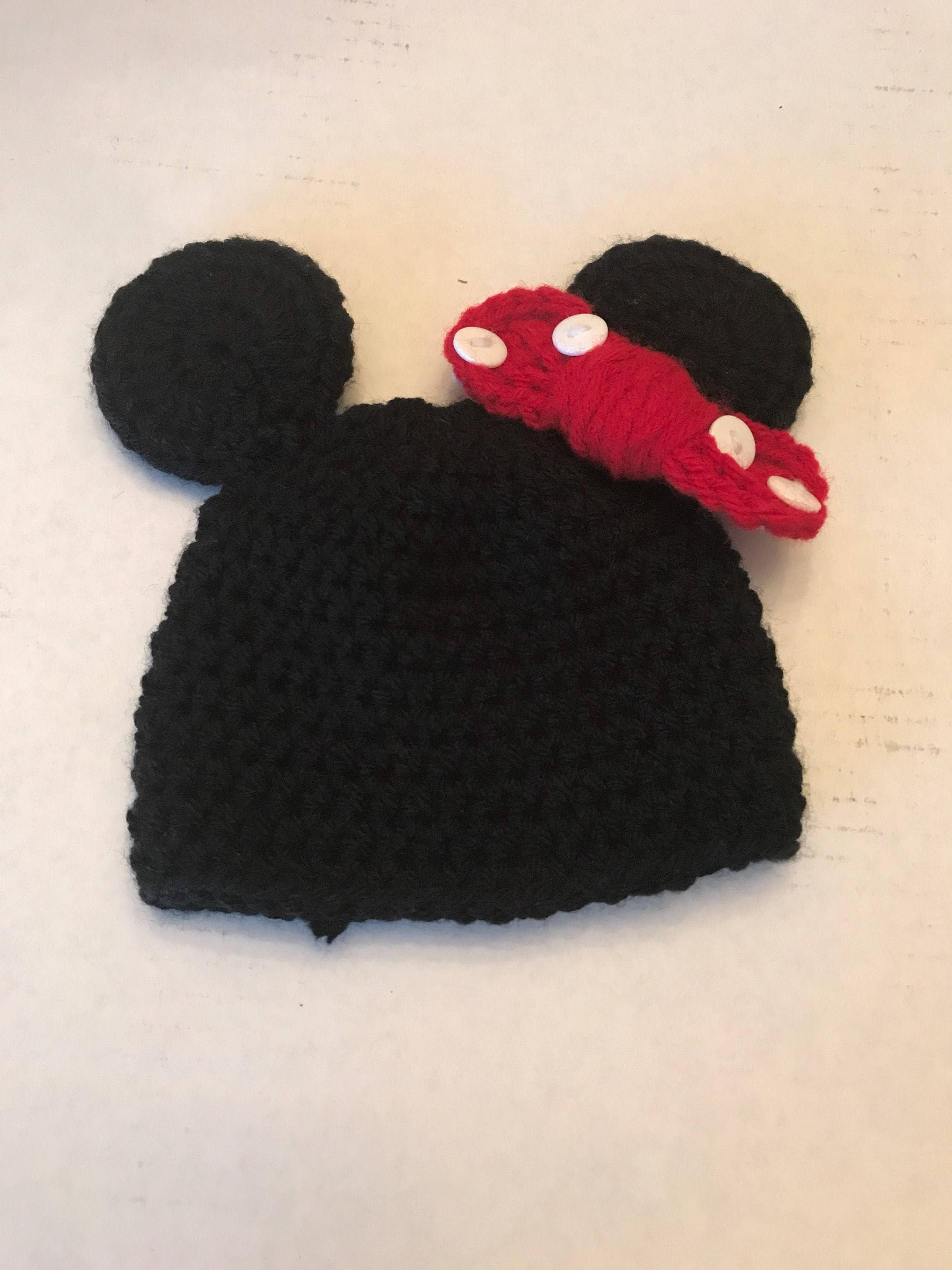 Crochet Minnie Mouse Diaper Cover, Booties and Hat- Newborn Size. - Etsy