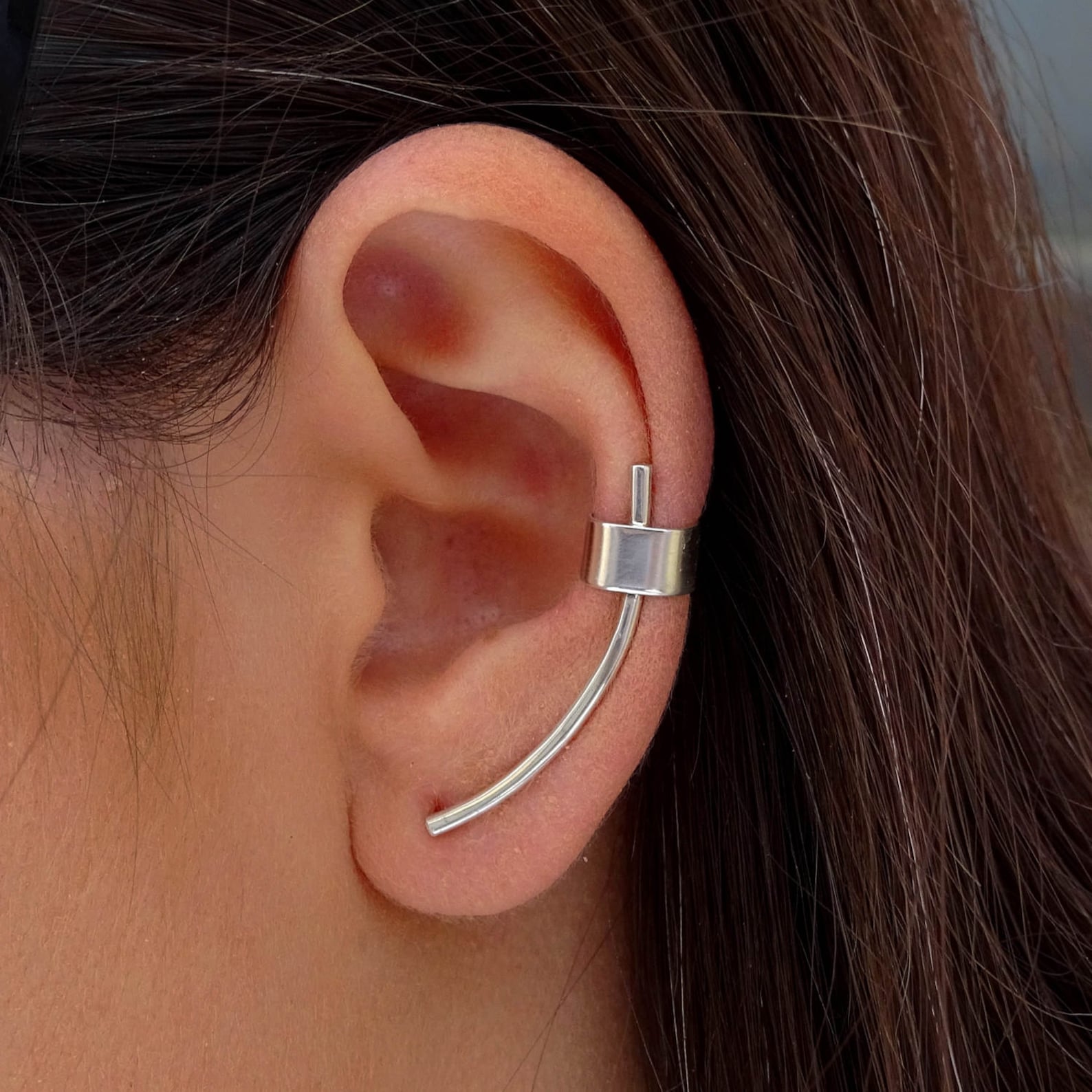 Minimalist Ear Climbers Silver Ear Pin Minimalist Bar - Etsy