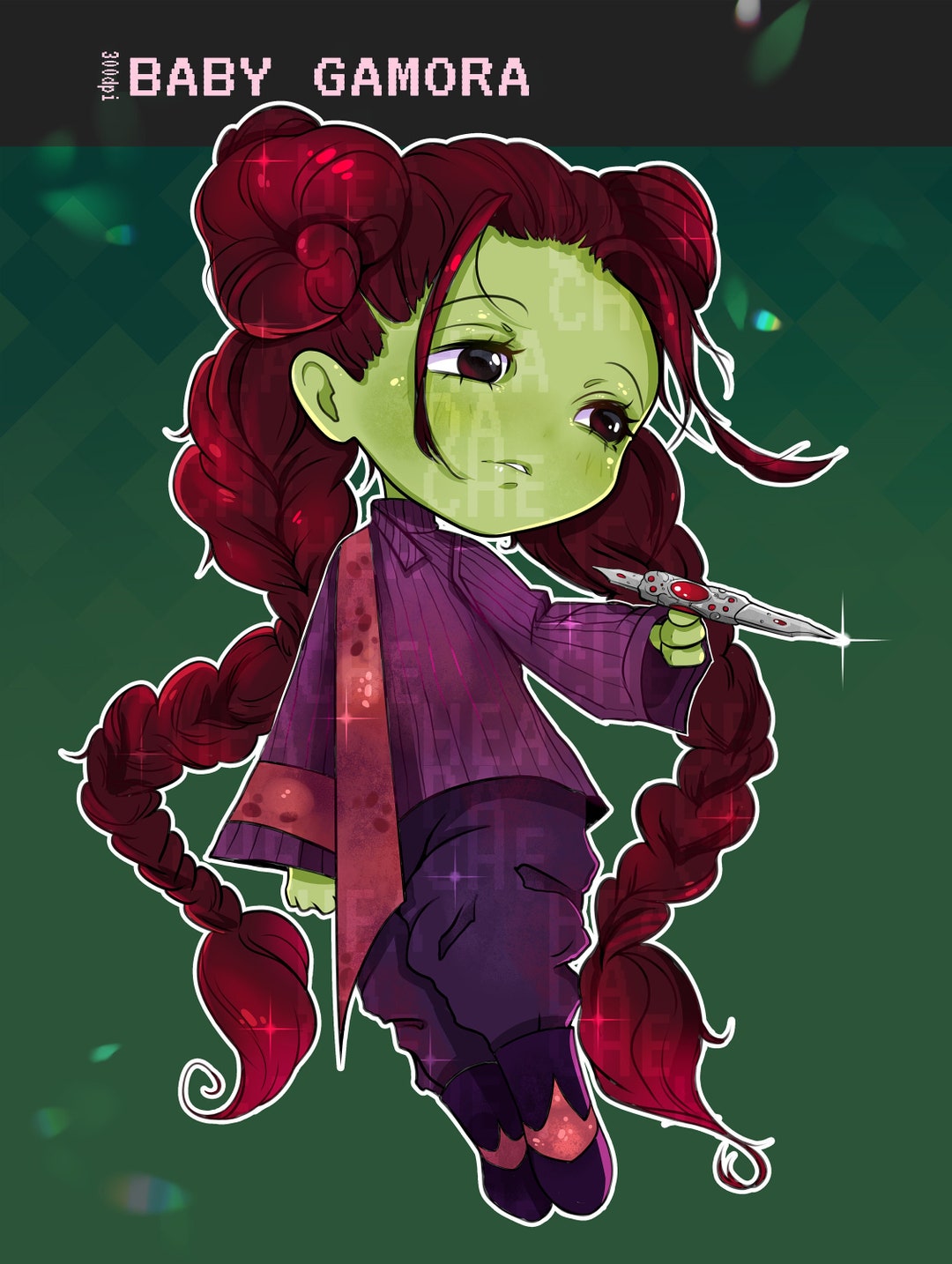 Chibi Cute Baby Gamora, Avengers War of Infinity Clipart, Character ...