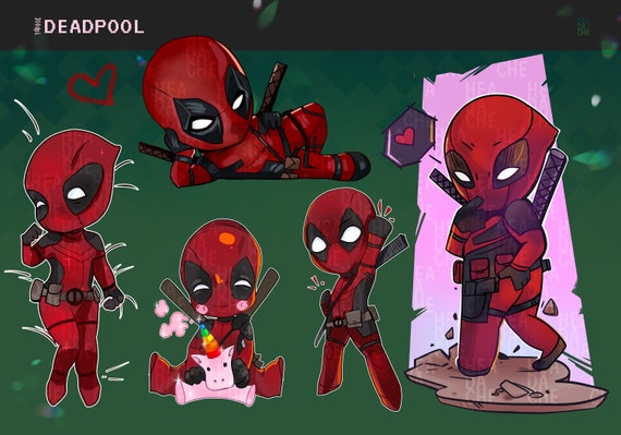 Lindo chibi Deadpool clipart : descarga instantánea archivo - Etsy España