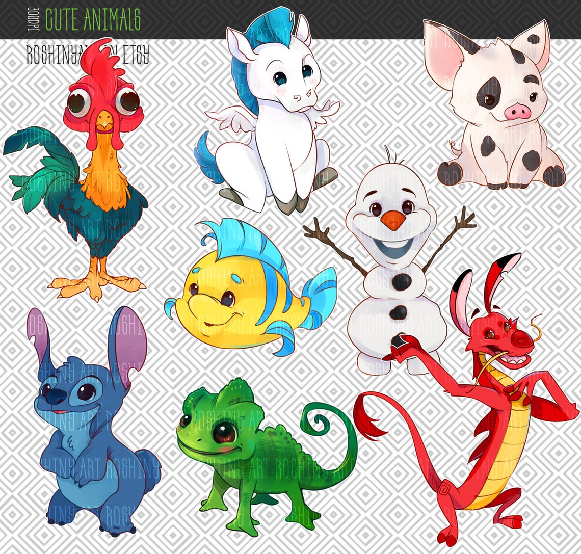Cute Animals Clipart : Instant Download PNG File 300 Dpi | Etsy