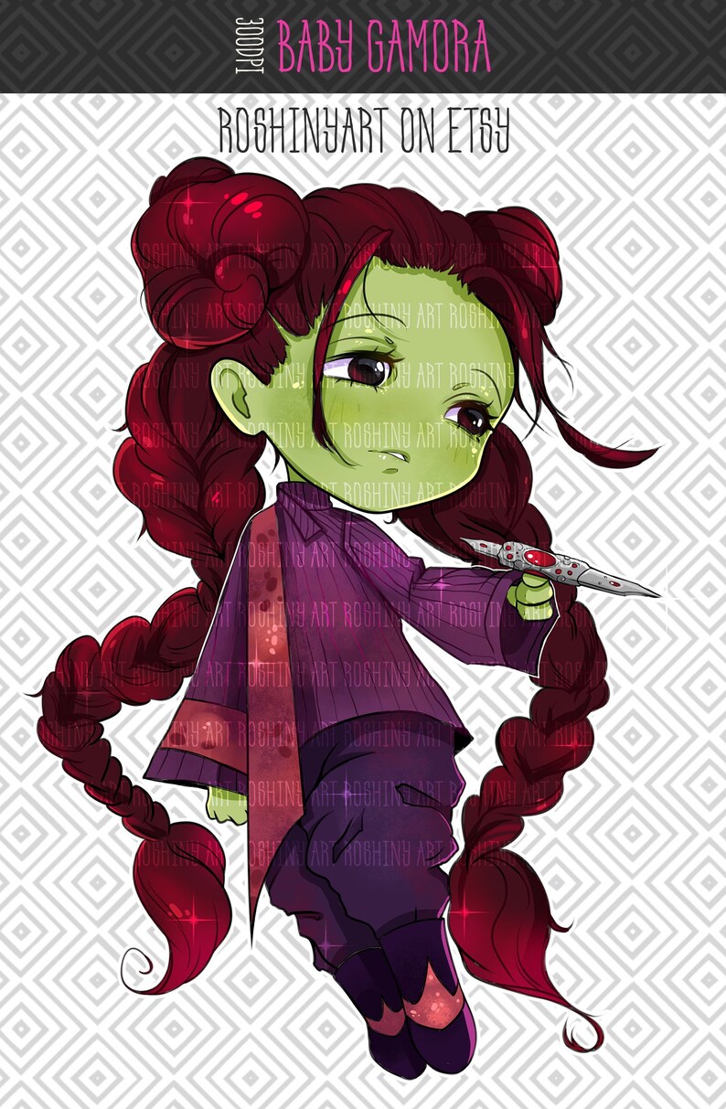 Chibi Cute Baby Gamora Avengers War of Infinity Clipart | Etsy