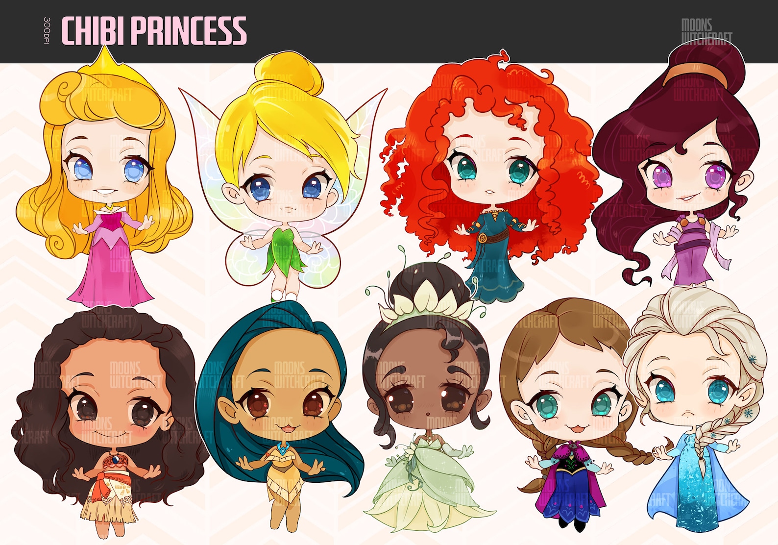 Сute 9 Images Anime Chibi Princess Digital Clipart SET 1 | Etsy
