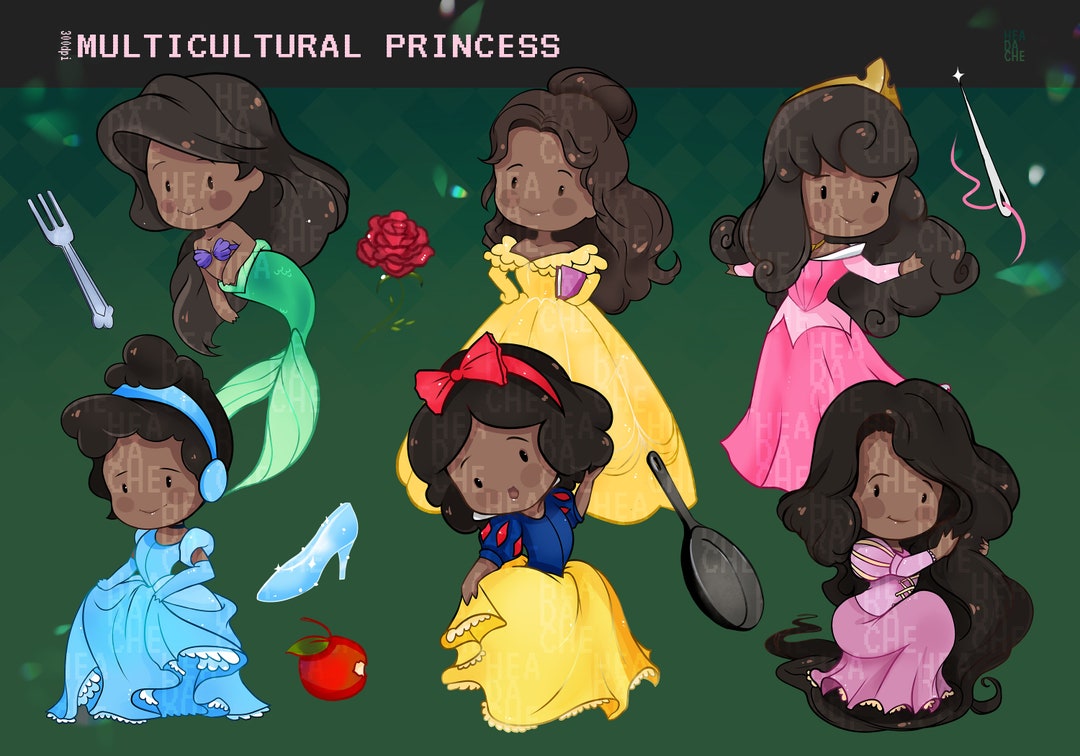 Multicultural Classic Princess, Princess Clip Art, Princess African ...