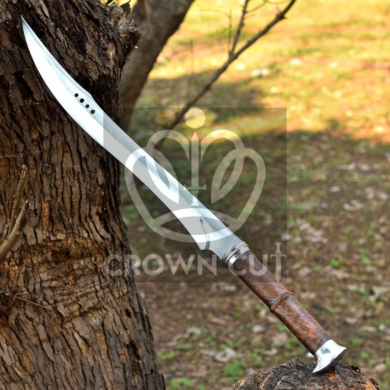 Hand Forged Carbon Steel Viking Sword: Rosewood Handle, Leather Sheath ...