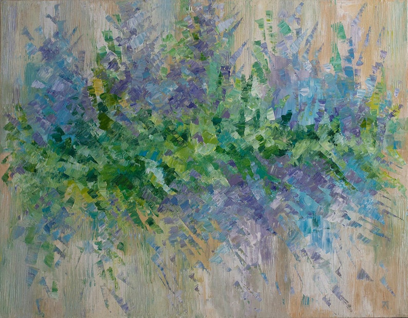 Abstract Flowers Painting Lilac Large Oil Canvas Paletteknife - Etsy