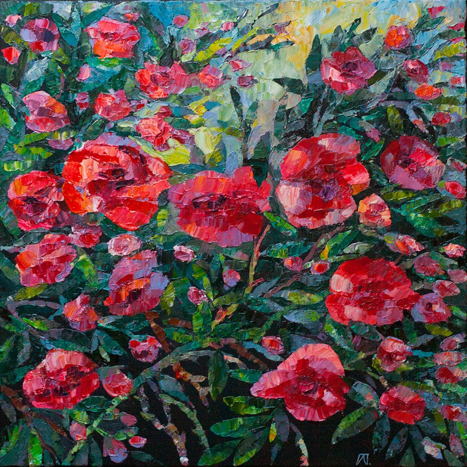 Red Roses Wild Roses Oil Painting Roses Exclusive Painting Valentine's ...