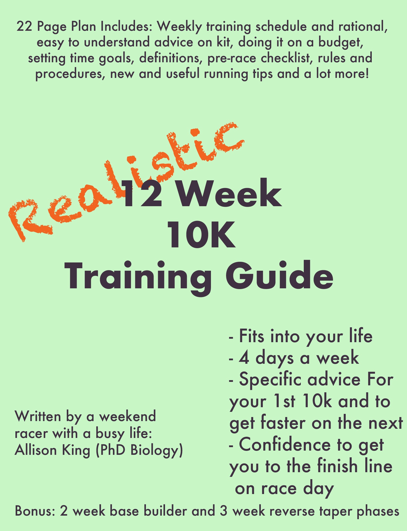 Realistic 12-week 10k Training Plan - Etsy