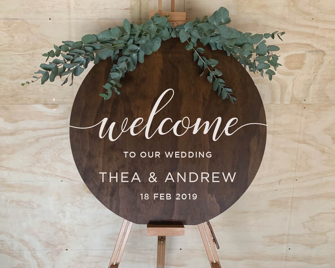 Welcome Sign Ceremony Sign Round Timber Sign Wooden Wedding Sign Custom ...