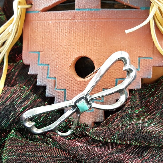 Vintage Navajo Turquoise XL Butterfly Pin,Sterling Tu… - Gem