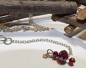Red silver necklace | Etsy