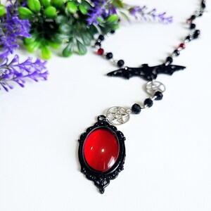 Vampire Bat Gothic Rosary With Red and Black Glass Beads and Silver ...