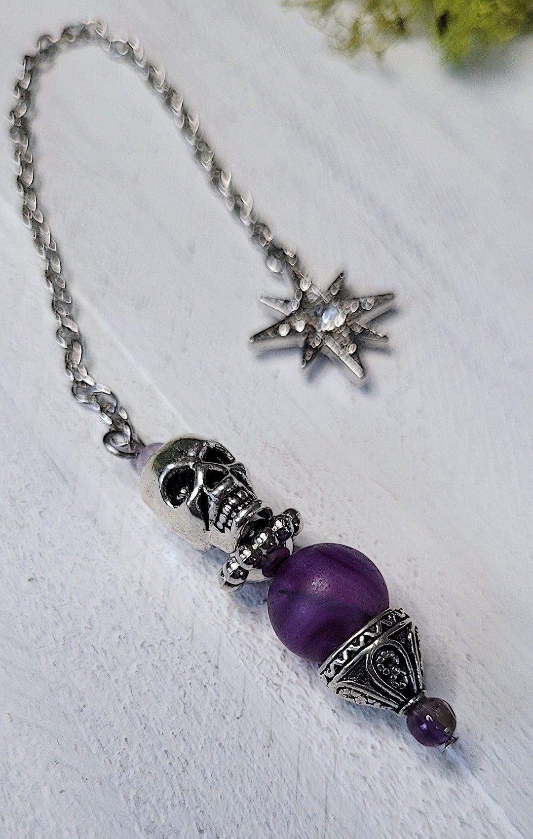 Agate and Amethyst Skull Pendulum / Purple Pendulum / Divination ...