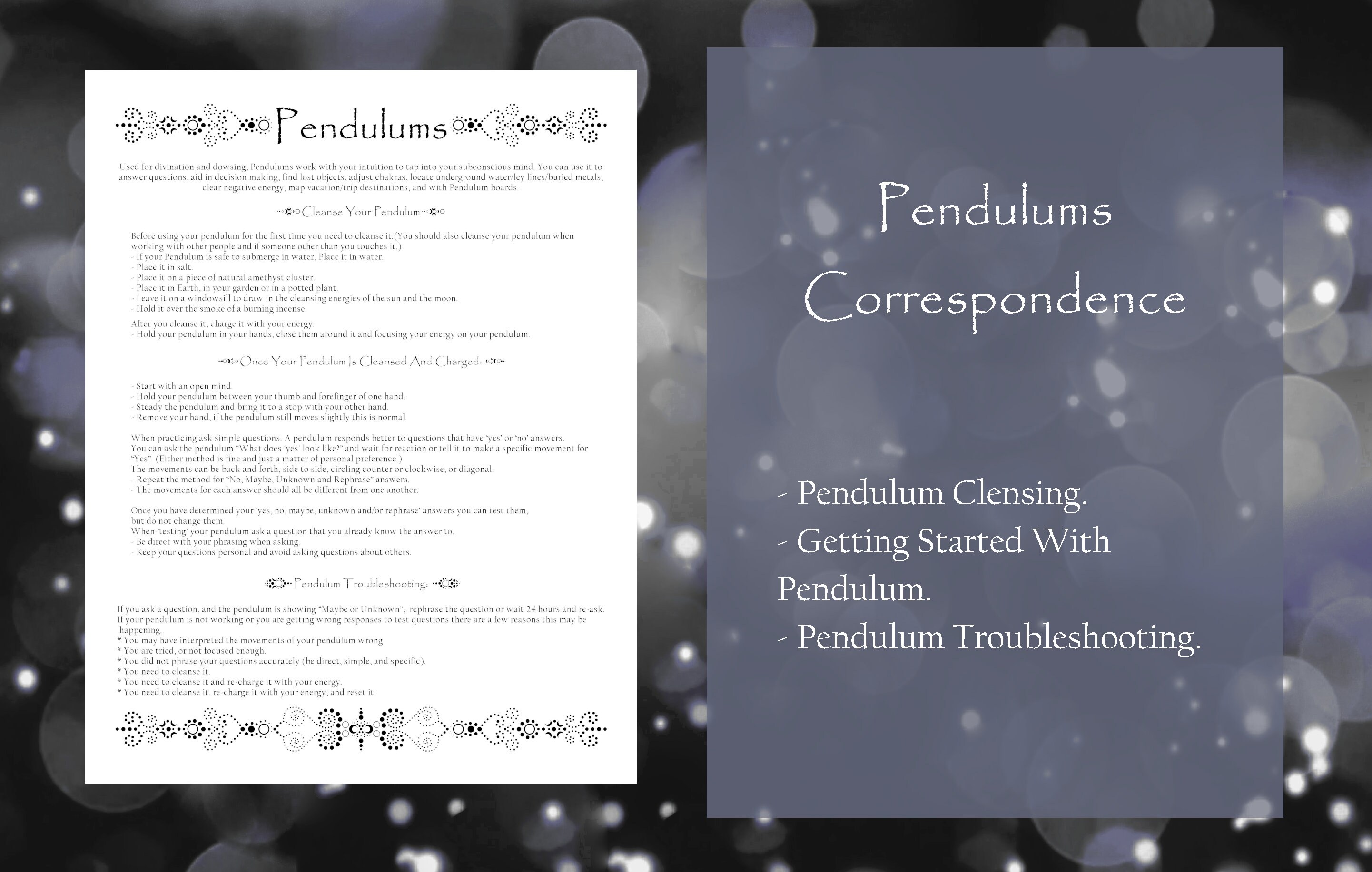 Pendulums & Pendulum Board Witchcraft Basics Book of Shadows / - Etsy