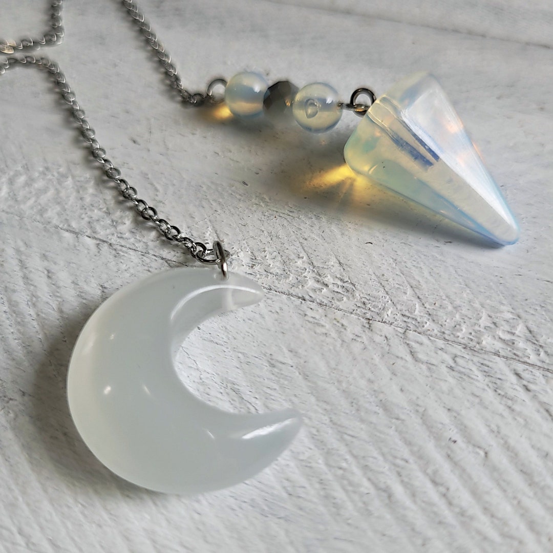 Opalite and Moon Beaded Pendulum / Opal Pendulum / Crystal Pendulum / Dowsing Pendulum - Etsy