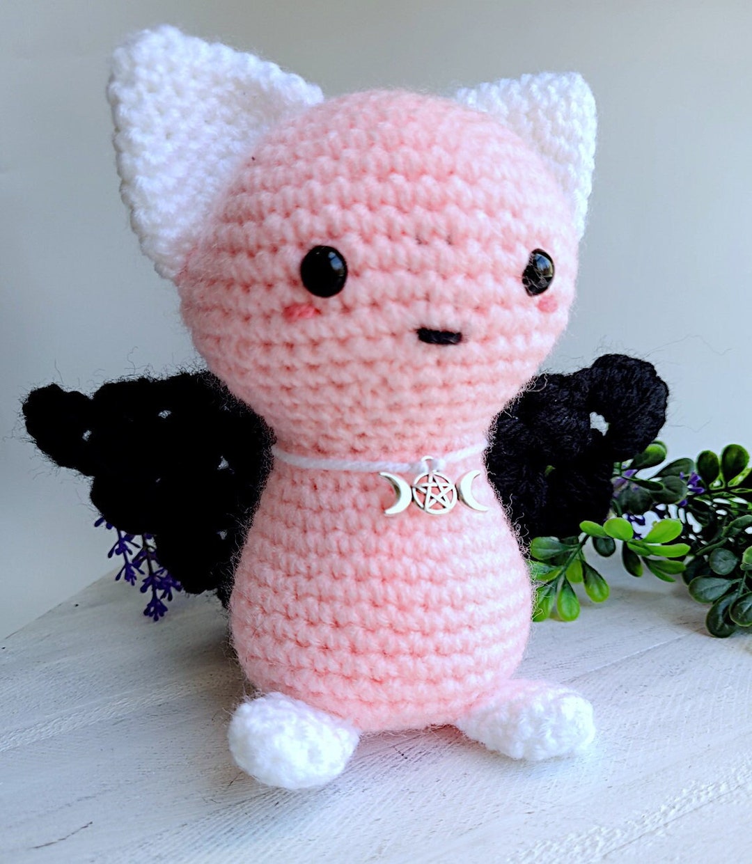 Pink Pastel Bat Crochet Stuffed Animal / Pastel Goth Bat / Pastel Pink ...